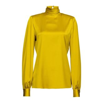 Pinko Gr&uuml;ne Seidensatinbluse mit hohem Kragen - - Blouses & Shirts - Damen - Gr&uuml;n - L