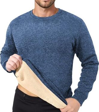 Generico Hommes Doubl&eacute; Sweat-shirt Confortables Polaire Pull Chaud Sans Capuche R&eacute;tro M&eacute;di&eacute;val Pull Mythologie M&eacute;di&eacute;vale Nordique Slim Fit Pull-over Convient p