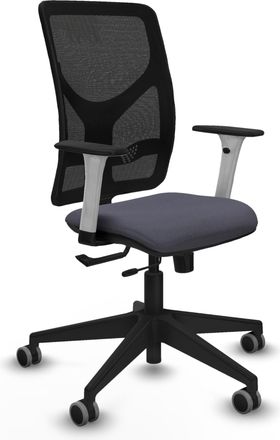Piqueras y Crespo Stuhl aus grauem Netzstoff, mit wei&szlig;en und schwarzen Armlehnen, h&ouml;henverstellbare Lendenwirbelst&uuml;tze, ausgestattet mit Syncro/Traslack und Schneidesch