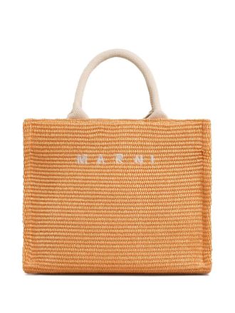 Marni petit sac cabas en raphia - Orange