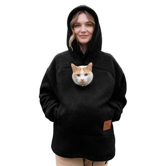 Generic Sweat &agrave; capuche de transport pour chat avec poche pour animal de compagnie - Fermeture &eacute;clair - Poche kangourou - Polaire chaude - Confortable - Pour 