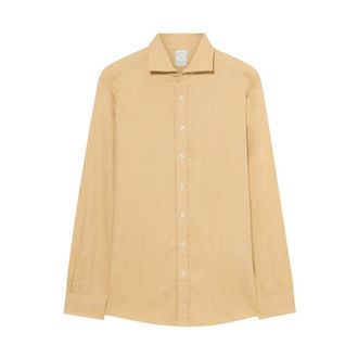 Brooks Brothers Chemise Slim Fit en Flanelle de Coton M&eacute;lang&eacute; avec Col &agrave; Revers - Homme - Chemises - Jaune - Taille: L