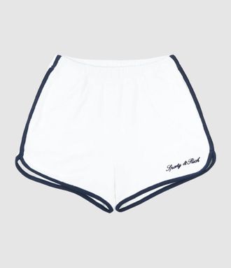 Sporty & Rich Short Signature Logo Terry White Dark Navy