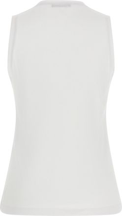 Balmain Womens White Cotton Sleeveles T-Shirt