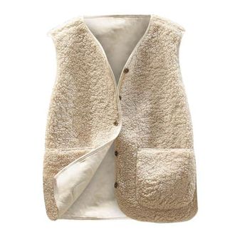 Generic Gilet en polaire pour femme - Col en V - Boutons - Polaire sans manches - Court - Hiver - Veste polaire chaude - Veste dext&eacute;rieur mi-saison - Veste en
