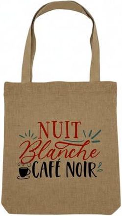Fabulous Sac Shopping Tote Bag Aspect Lin - Nuit Blanche Caf&eacute; Noir Expresso Tasse - Sac de Courses Toile Epaisse 360g Beige Naturel Cabas Port&eacute; Epaule Solide I