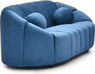 Menzzo Canapé 2 places design Sidonie Velours Bleu