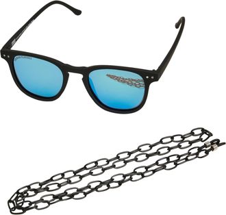 Urban Classics Unisex Sunglasses Arthur with Chain Sonnenbrille, Black/Blue, TB3380,Einheitsgr&ouml;&szlig;e