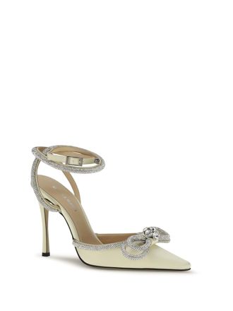 Mach & Mach Womens Satin Pumps Pastel Yellow Upper: Silk; Sole: Leather High Heel Shoes