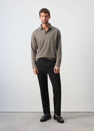 Mango Pull polo 100 % coton d&eacute;tail contrast&eacute; gris vison - Homme - XXL - MANGO MAN