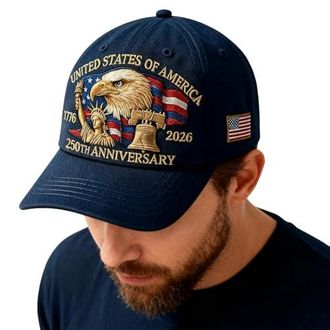 Generic Eagle Casquette de baseball - America 250th Cap, chapeau patriotique brod&eacute; respirant, chapeaux de baseball rustiques, style r&eacute;tro r&eacute;glable pour v&eacute;t&eacute;ra