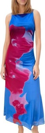 Generic Robes amincissantes pour femmes, coupe ajust&eacute;e, bretelles contrast&eacute;es, imprim&eacute; floral, jupe longue, d&eacute;contract&eacute;e, 2026, bleu, XL