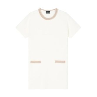 Emporio Armani Wei&szlig;e Kleid mit Fransen Kurze &Auml;rmel - - Tops - Damen - Wei&szlig; - M