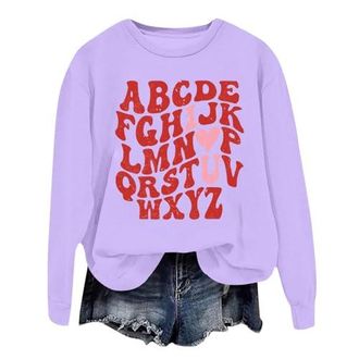 Generic 2026 Sweat-shirt &agrave; col rond pour femme avec imprim&eacute; de No&euml;l festif, violet, S