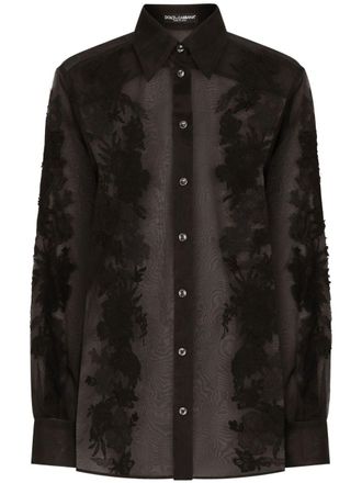 Dolce & Gabbana chemise à empiècements en dentelle - Noir