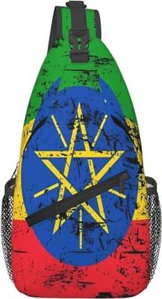 Generic Drapeau De L&Eacute;thiopie Sac &Agrave; Dos Bandouli&egrave;re Pratique Sacs &Agrave; Dos Multifonctionnel Sac Poitrine Pour Camping Quotidien Shopping