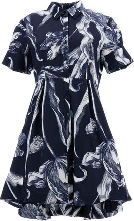 Erdem Femme, Robes, Bleu, Taille: 38 FR Botanical-Print Cotton Dress