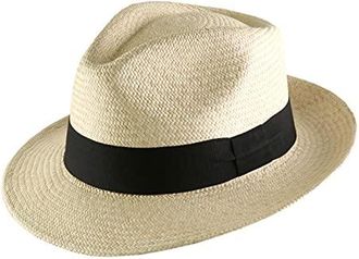 Classic Italy Authentique Chapeau Panama, tressage Traditionnel en Équateur Homme ou Femme Panama Cubano - Taille 57 cm - Naturel
