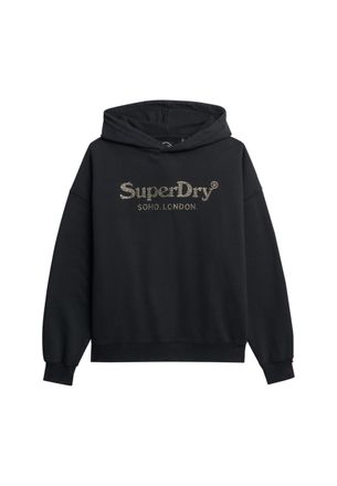 Superdry Damen L&auml;ssiges Venue Hoodie in Metallic-Optik Schwarz 36