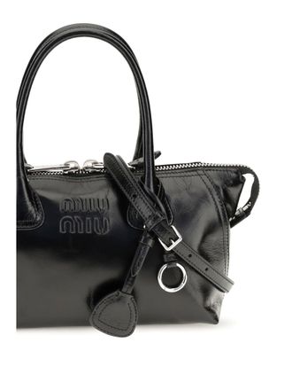 Miu Miu Structured Calf Leather Top Handle Bag - Black