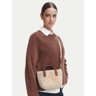 Tommy Hilfiger Handtasche Tommy Hilfiger Popette Micro Tote Faux Fur AW0AW19311 Hellbeige