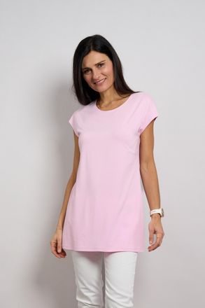 Seidel Moden Longshirt SEIDEL MODEN, Damen, Gr. 34, ros&eacute;, Jersey, Obermaterial: 94% Viskose, 6% Elasthan, normal Po-bedeckend, Rundhals, angeschnitten abgesteppte 