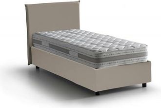 Dmora Talamo Italia - Cassandra-Einzelbett, Bettkasten mit Kunstlederbezug, 100 % Made in Italy, &Ouml;ffnung vorne, inklusive Matratze 80 x 200 cm, Taupe