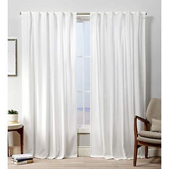 Exclusive Home Curtains Samtvorhang mit versteckten Schlaufen, 132 x 244 cm, Winterweiß, 2 Bahnen