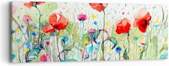 Arttor Panorama Bilder auf Leinwand Blumen Wiese Blatt Natur Leinwandbild 90x30cm Wandbilder Dekoration Wohnzimmer Schlafzimmer Küche Klein Wanddeko Bild Wan