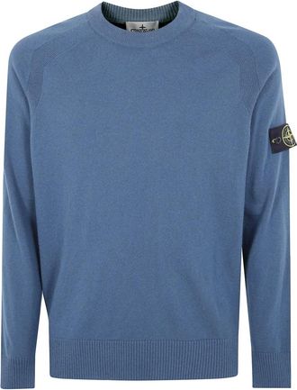 Stone Island Homme, Pulls, Bleu, Taille: 2XL Pull Col Rond en Laine Geelong L&eacute;g&egrave;re
