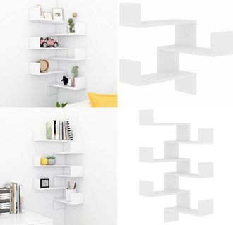 vidaXL &Eacute;tag&egrave;res murales dangle 2 pcs Blanc 40x40x50cm bois ing&eacute;nierie - Etagere Murale - &Eacute;tag&egrave;re Dangle - Rangement Mural - D&eacute;coration Murale - Meuble