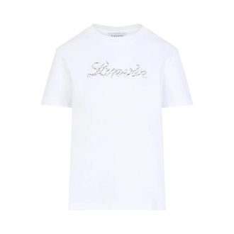 Lanvin Embroidered Logo T-Shirt - - Tops - Damen - Wei&szlig; - XS