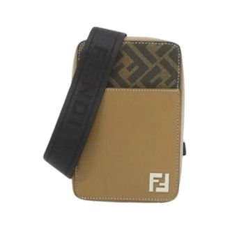 Fendi Sac bandouli&egrave;re en cuir et toile enduite Pre-owned - Homme - Pre-owned - Beige - Taille: ONE Size