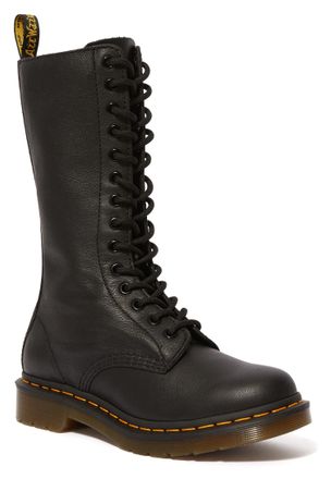 Dr. Martens Schn&uuml;rstiefel DR. MARTENS 1B99 Black Virginia, Damen, Gr. 38, Varioschaft, schwarz, Leder, Schuhe Schn&uuml;rstiefel, Langschaftstiefel, Boot mit Rei&szlig;versc