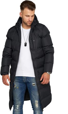 SOULSTAR Herren Parka Winterjacke als Langer Steppmantel mit Kapuze - Winterparka als Puffermantel - Wintermantel f&uuml;r M&auml;nner S2_BANANA-Black-XXL