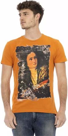 Trussardi Homme, Tops, Orange, Taille: XL T-shirt Homme en Coton Orange