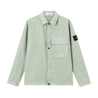 Stone Island Look Nylon Panama-TC Overshirt - Homme - Vestes - Vert - Taille: M