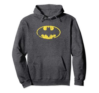 DC Comics Batman Classic Logo Distressed Gray Pullover Hoodie
