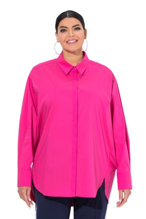 Ulla Popken Womens Hemdbluse, Perlmuttknöpfe, Oversized, Langarm T-Shirt, pink, 50-52