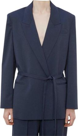 Meimeij Femme, Vestes, Bleu, Taille: 36 FR Veste Avec Ceinture