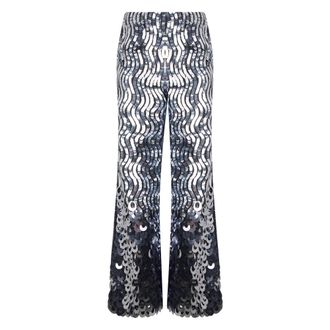Alberta Ferretti Weite Hose mit Pailletten - - Trousers - Damen - Grau - S