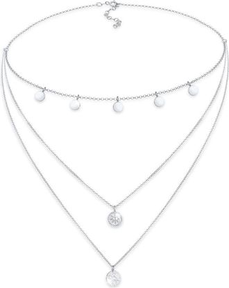 Elli Collier superposé en argent massif 925 avec médailles-Argenté