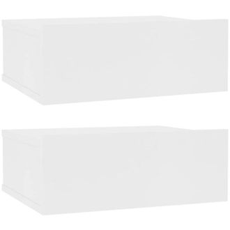 vidaXL H&auml;ngende Nachttische 2 Stk. Wei&szlig; 40x30x15 cm Holzwerkstoff vidaXL