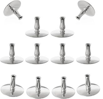 NKlaus 12x Kerzenhalter Messing vernickelt Kerzenständer Dünne Altarkerzen Bis Ø6,7mm Hochzeit 6733