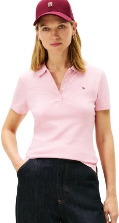 Tommy Hilfiger Damen 1985 Slim Pique Polo SS WW0WW43225 S/S Polo, Pink (Bonita Pink), XXS, Rosa (Bonita Pink), XXS