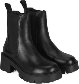 Desa Bottes pour Femme - Tige en Textile, Talon Bloc de 5,5 cm, à Enfiler, Respirantes | Noir - 40
