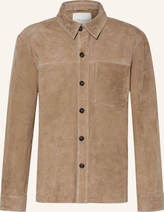 Profuomo Profuomo Overshirt Regular Fit Aus Leder beige