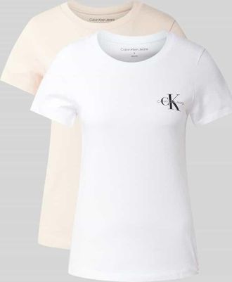 Calvin Klein Jeans T-Shirt mit Label-Print im 2er-Pack