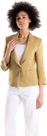 Marella Femme, Vestes, Beige, Taille: 36 FR Veste Blazer en Lin D&eacute;lav&eacute;