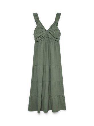 Vero Moda Maxikleid VMDICTHE SL FRILL ANKLE DRESS WVN GA Baumwolle, regular fit